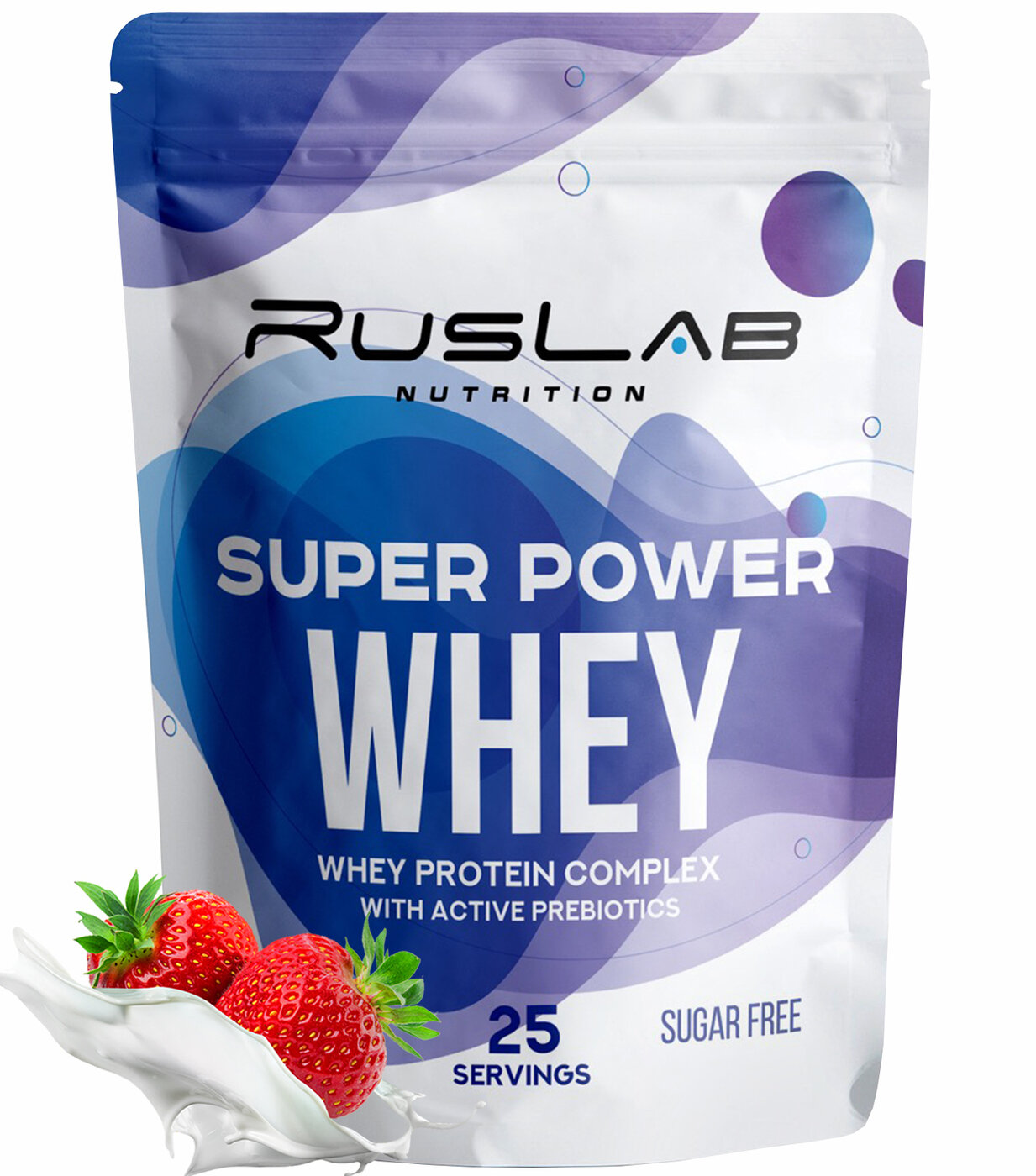Протеин сывороточный SUPER POWER WHEY, белково-углеводный коктейль (800 гр), вкус клубника со сливками,2 шт.