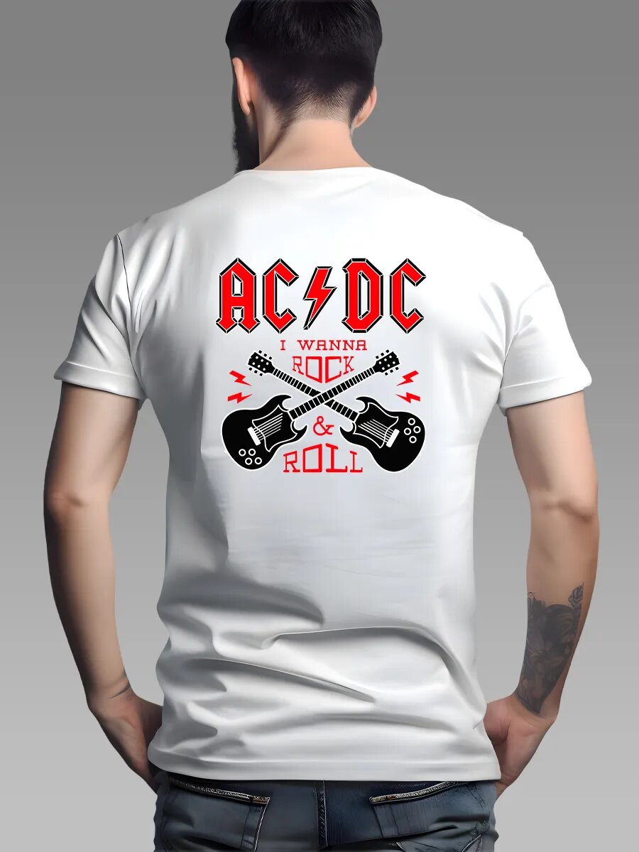 Футболка на спине рок-группа AC/DC
