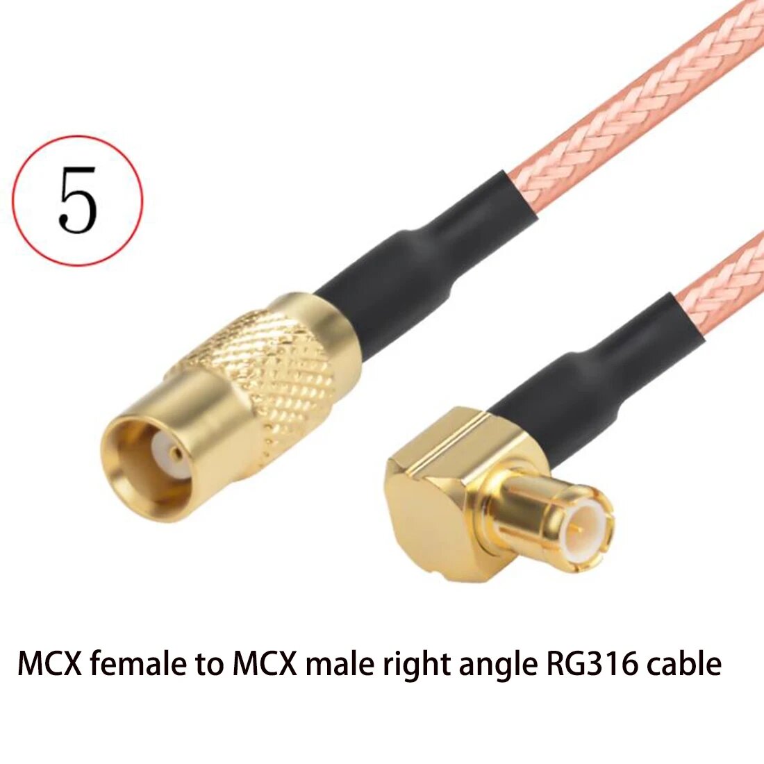 MCX female - MCX male RG316 кабель 15см, 90°