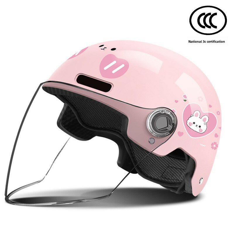 Шлем "Розовый кролик" для электромобиля, ABS, 3C сертифицированный, полушлем, для детей