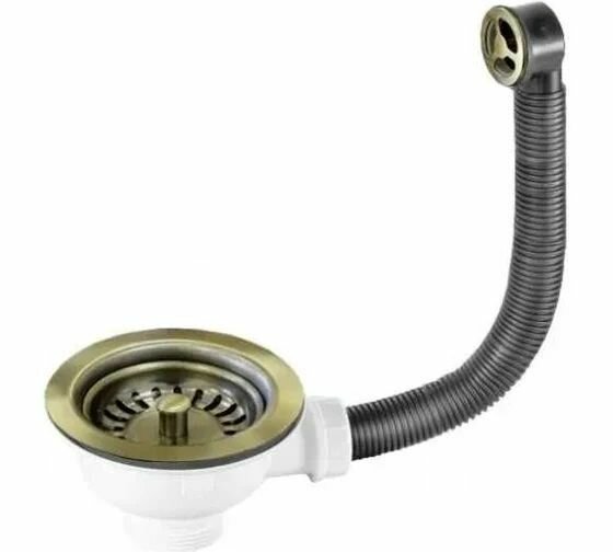 Перелив McAlpine с круглым сливом, ф40-113 и со съемной решеткой античная бронза OF2-113SAB, артикул оф-2-113САБ