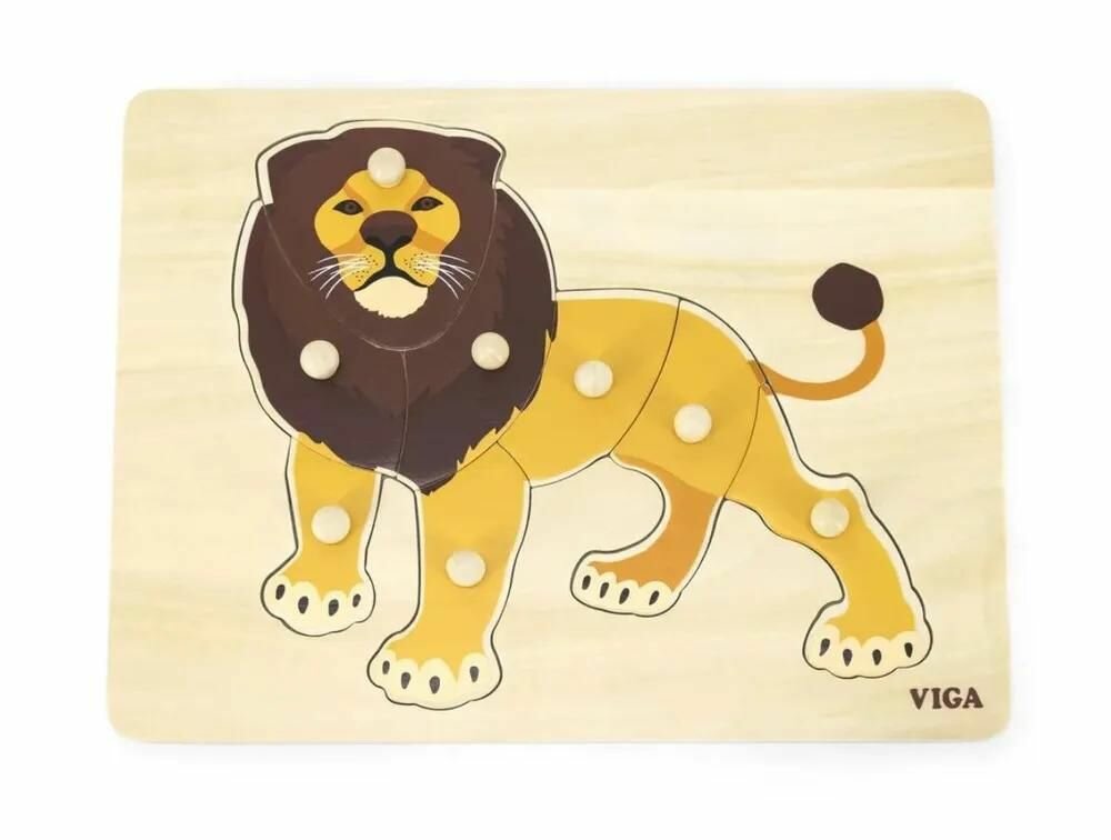 Пазл-вкладыш VIGA "Лев", дерево, 8 деталей