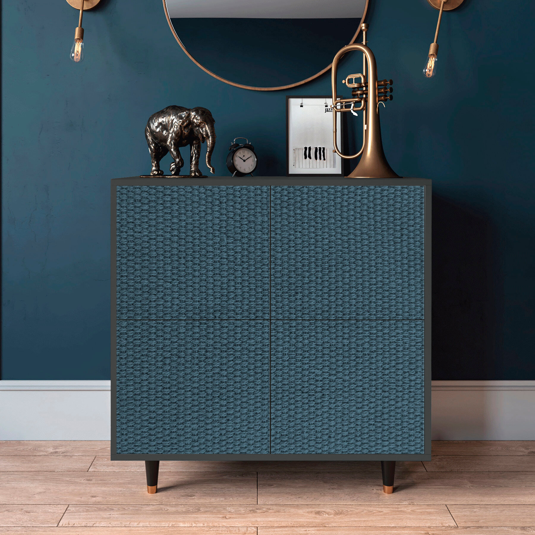 Комод - STORYZ - BS3 Knitted Pattern, Размер - 94 x 96 x 48 см, Цвет корпуса - Антрацит