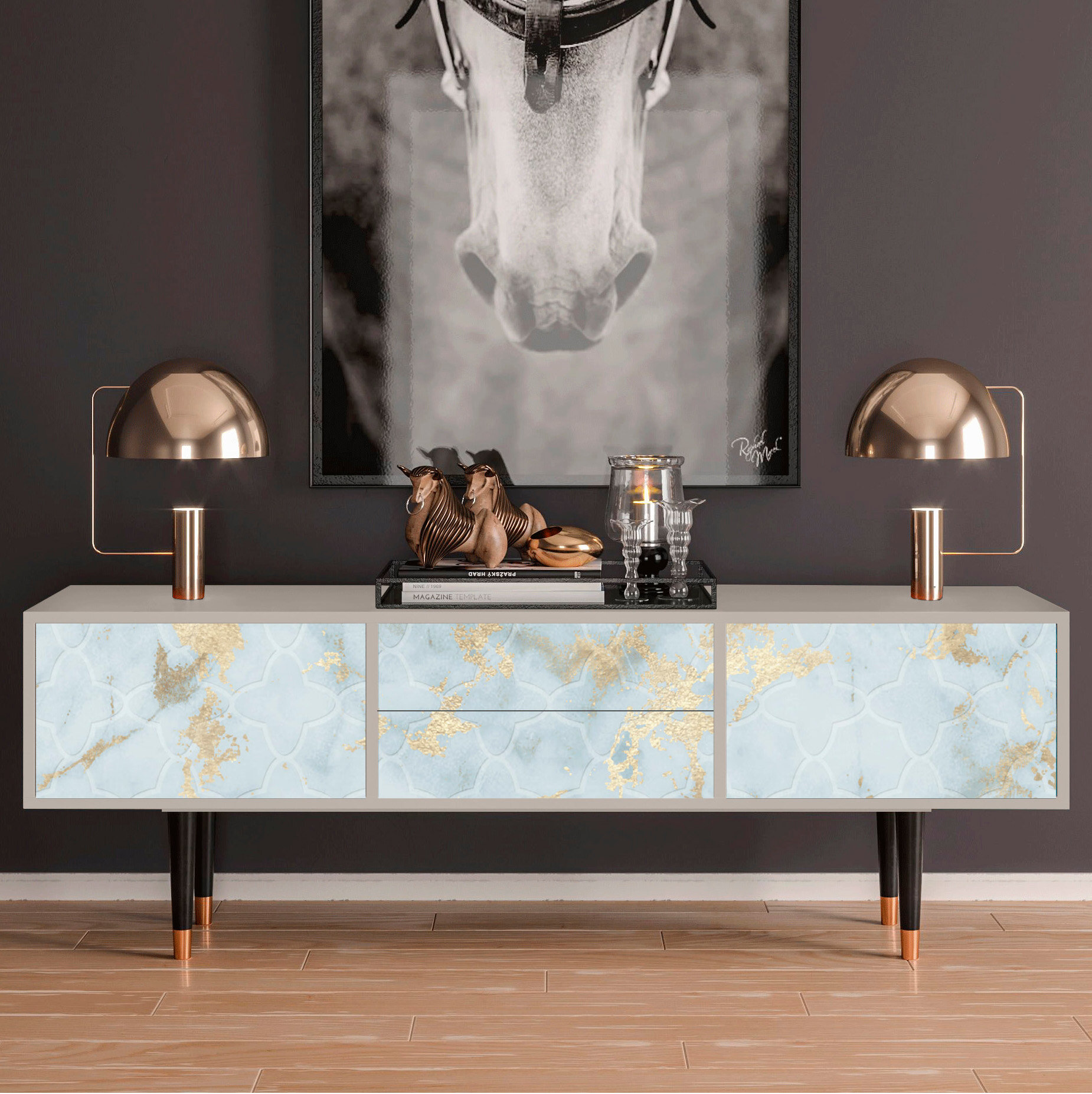ТВ-Тумба - STORYZ - T4 Golden Waves, Размер - 170 x 59 x 48 см, Цвет корпуса - , Сатин