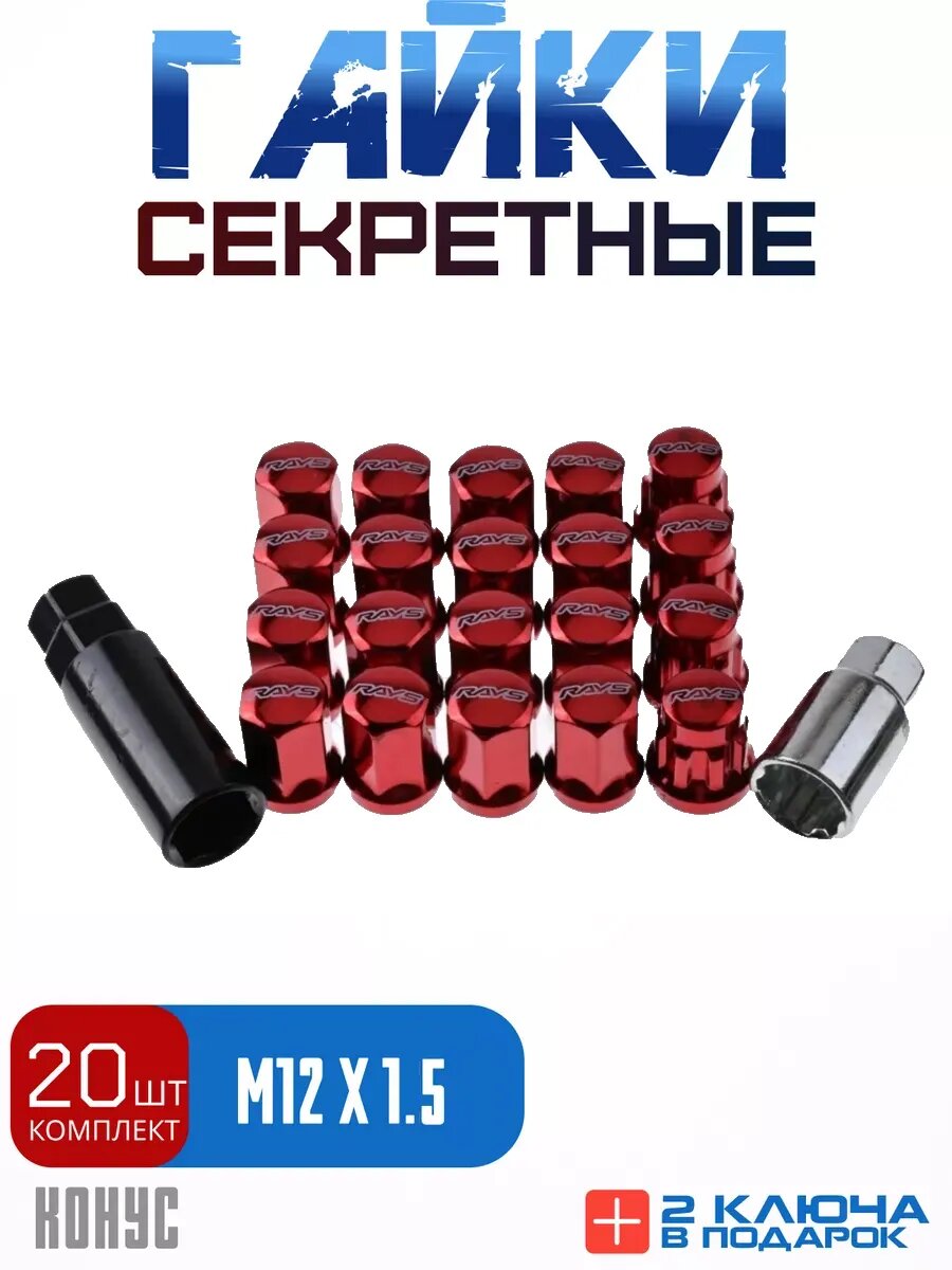 Секретки гайки RAYS 12*1,5 22 шт.