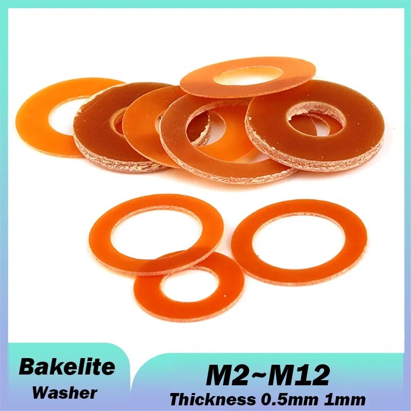 Бакелитовые термостойкие шайбы M2 M2.5 M3 M4 M5 M6 M8 M10 M12 4x10x1mm(200pcs)