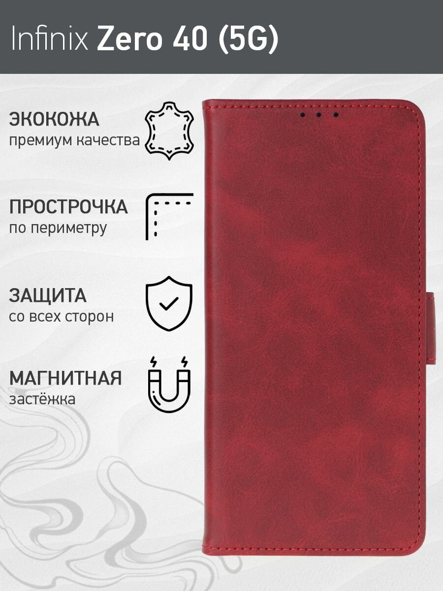 Чехол-книжка для Infinix Zero 40 (5G) (Инфиникс Зеро 40 5Г) из высококачественной искусственной кожи