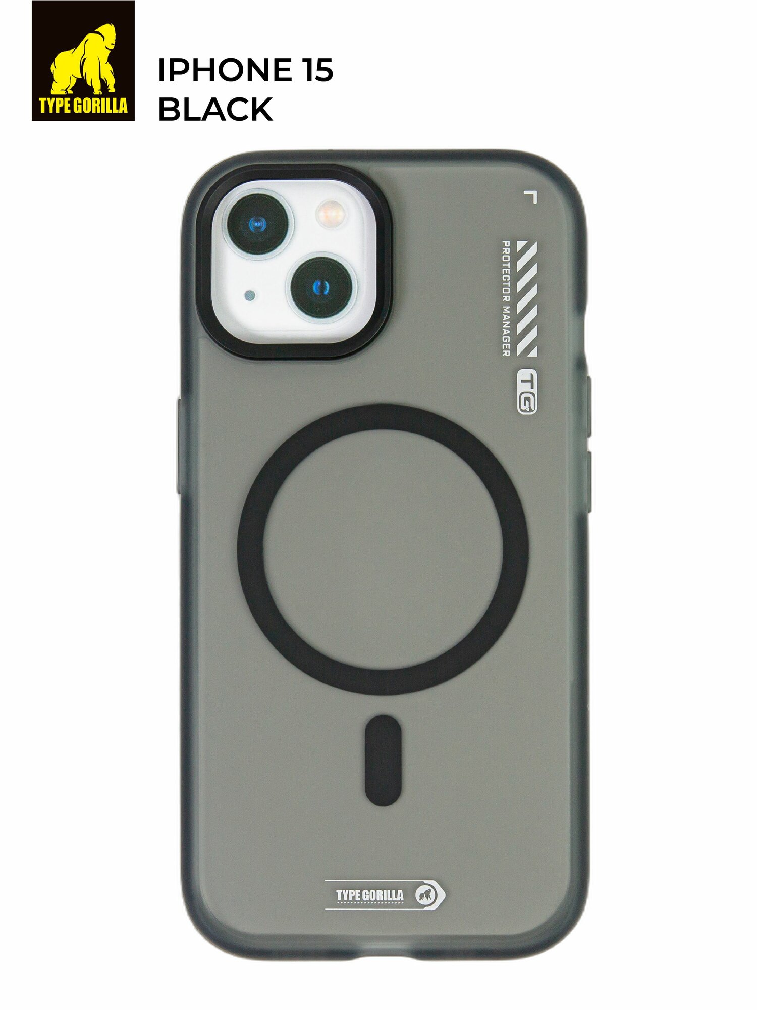 Черный двухцветный чехол для iPhone 15 с MagSafe Blueo Type Gorilla