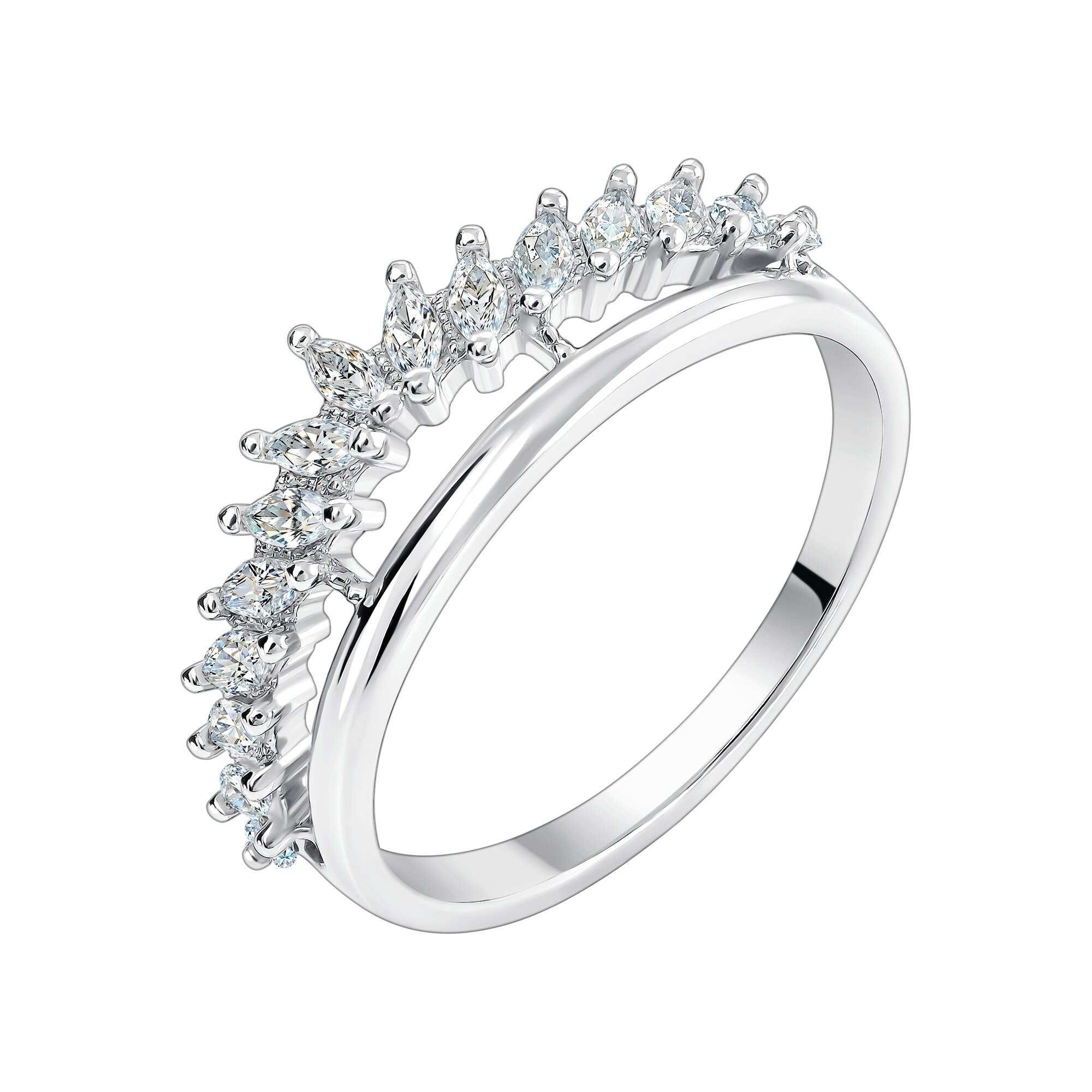 Кольцо дорожка, серебро, 925 проба, родирование, фианит