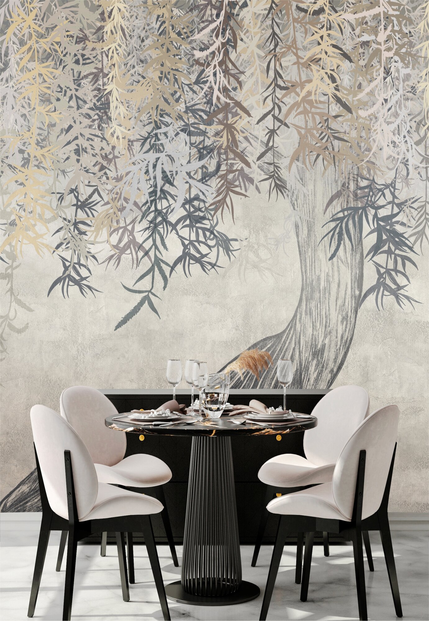 Флизелиновые фотообои с деревом"Ива" 200х270 см для спальни, гостиной, кухни, офиса, коридора, молодежные в стиле лофт