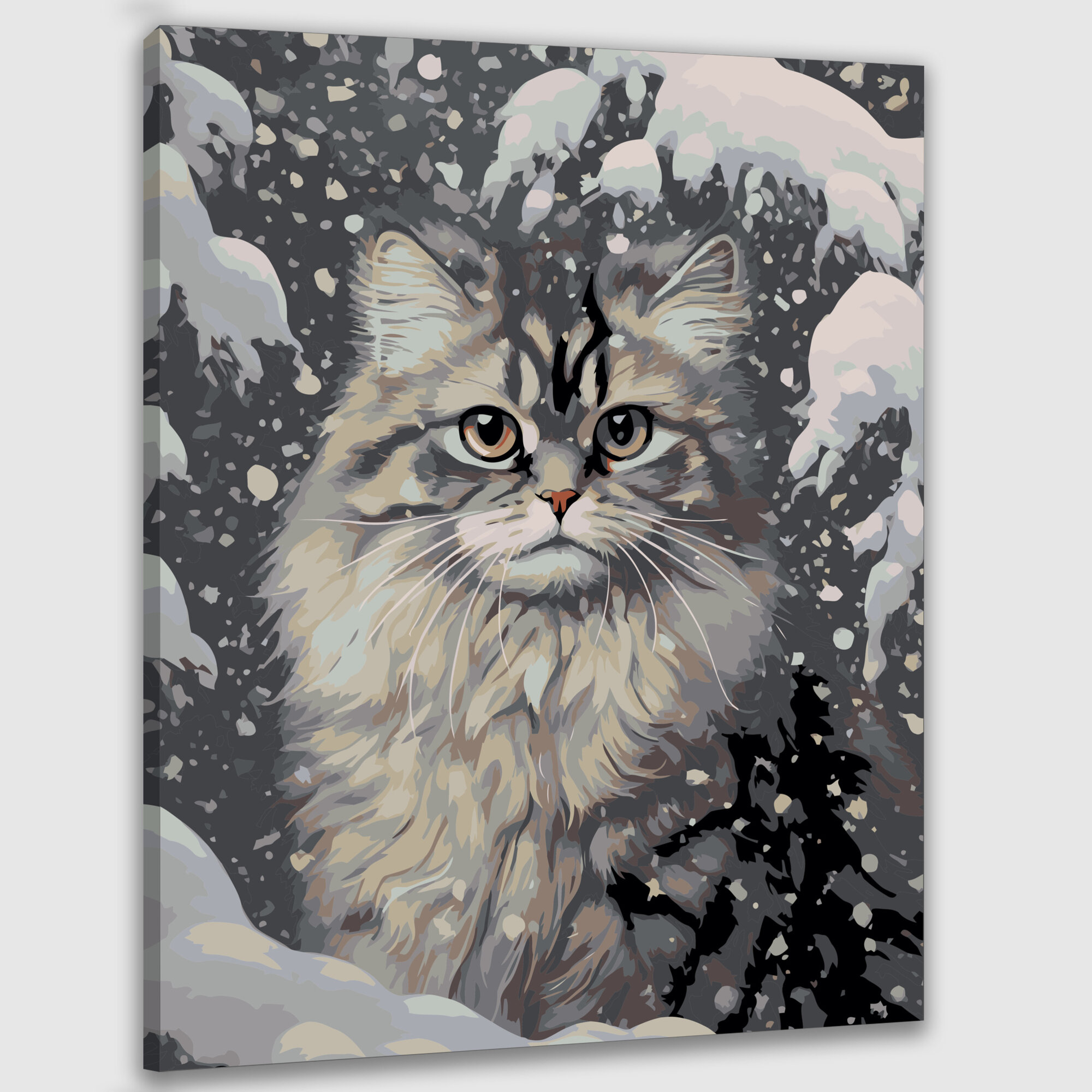 Картина по номерам 40x50 см, акриловая картина, Манул, зимний аристократ, сибирская природа, мазки кисти