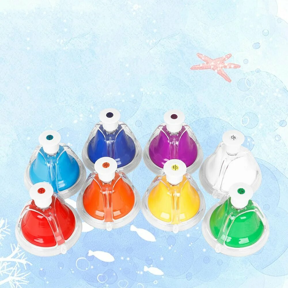 Цветные диатонические колокольчики на 8 нот, музыкальные колокольчики, ударные инструменты для детей