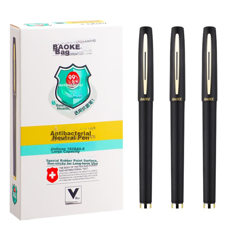 BAOKE PC1828A Large Capacity Gel Pen 0.5mm for Daily Writing, Office, And Signature, Black, 12 Pens/Box