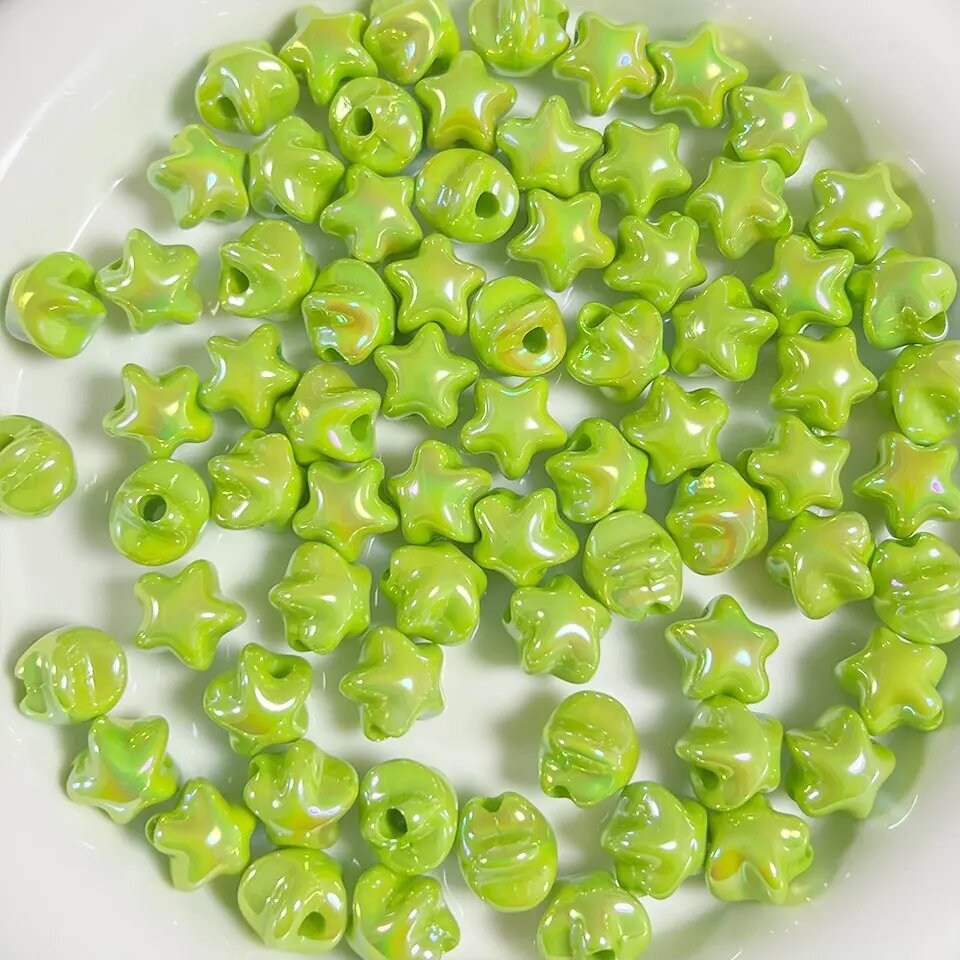 Зеленые акриловые бусины-звезды 16 мм, Green1