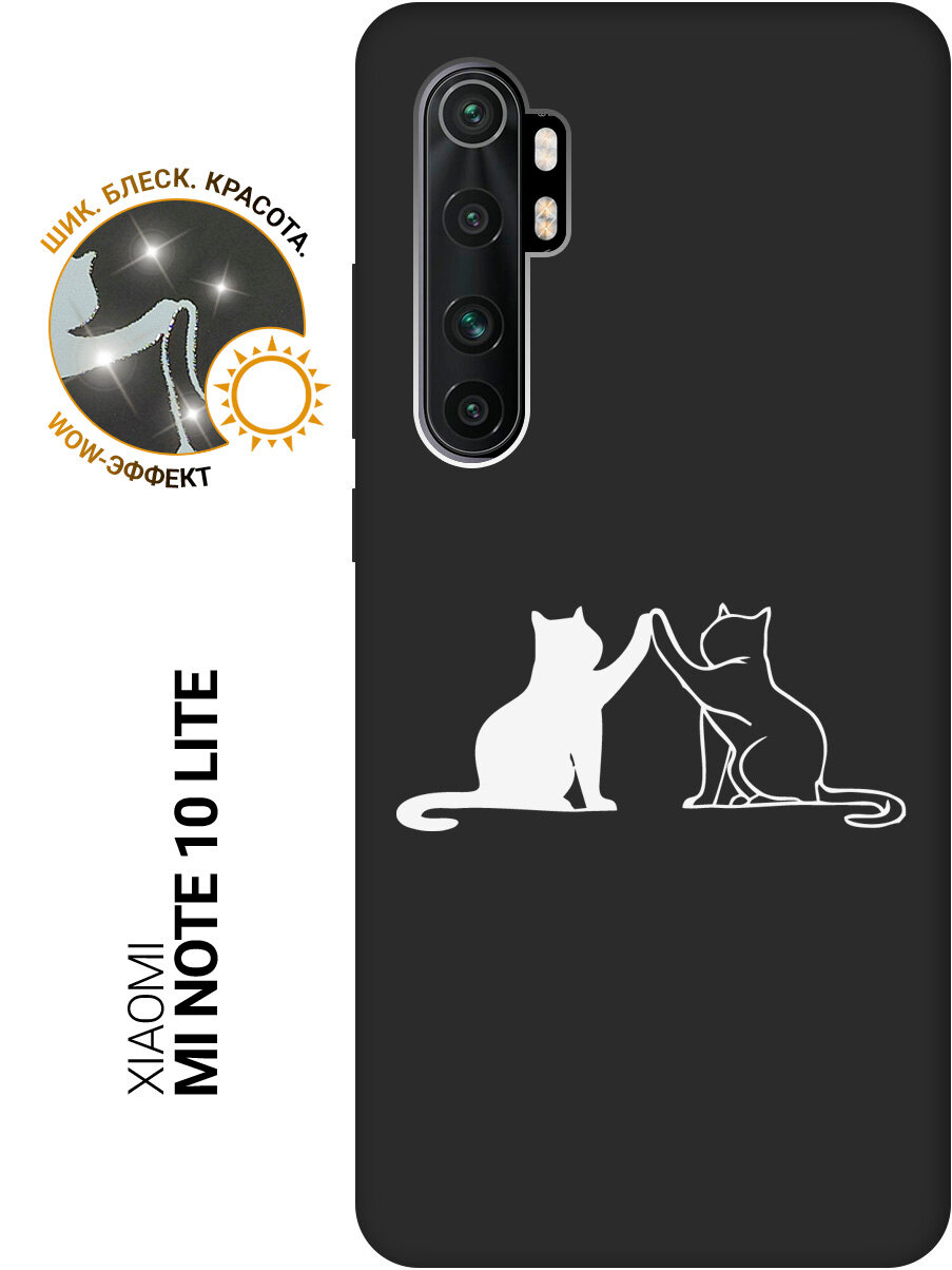 Матовый Soft Touch силиконовый чехол на Xiaomi Mi Note 10 Lite, Сяоми Ми Ноут 10 Лайт с 3D принтом "Cats W" черный
