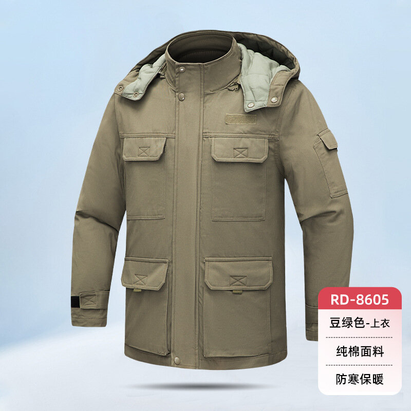 Рабочая куртка, зимняя, хлопок, 4XL, бобово-зеленая