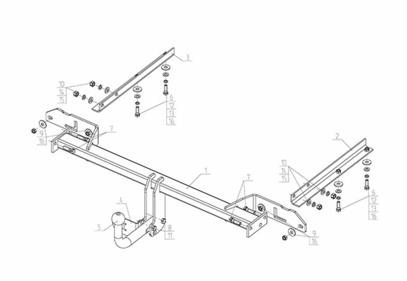 Фаркоп на NISSAN ZAFIRA TOUR (2012-) (без электрики, паспорт/сертификат в комплекте) Автос. OP 07
