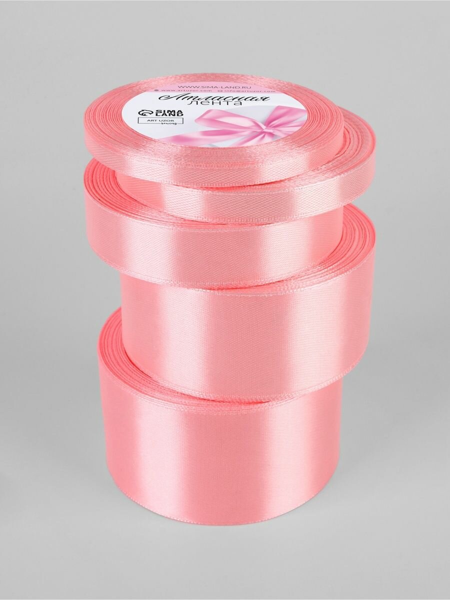 Набор атласных лент, 5 шт, 6/10/20/40/50 мм, 23 м, розовый