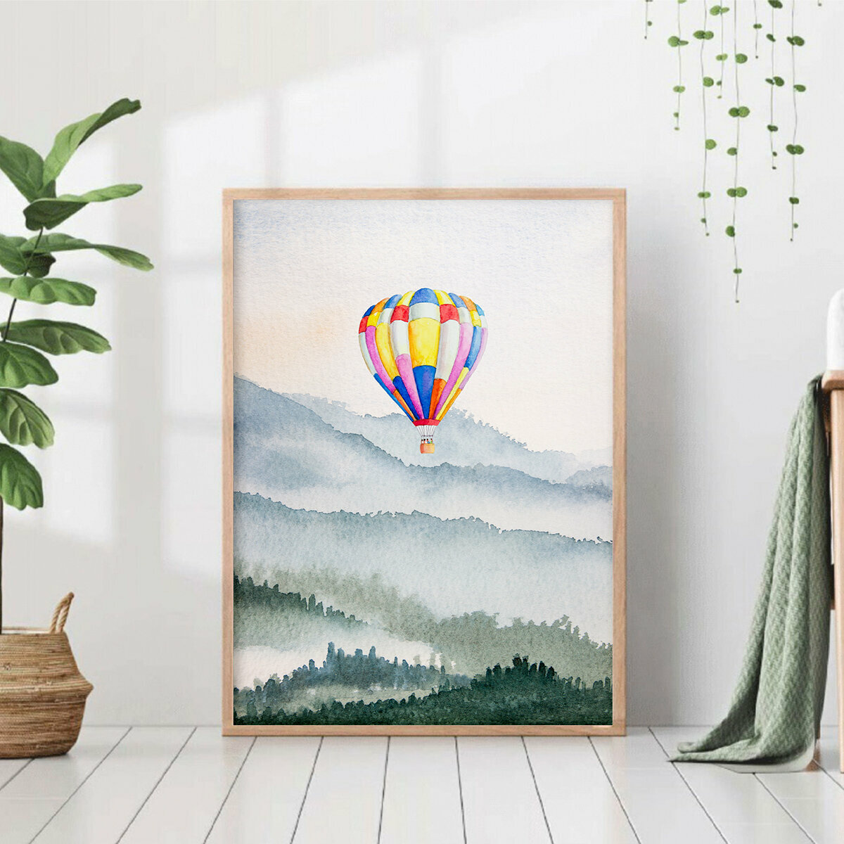 Постер "Воздушный шар рисунок" без рамы 40x50 см на стену для интерьера