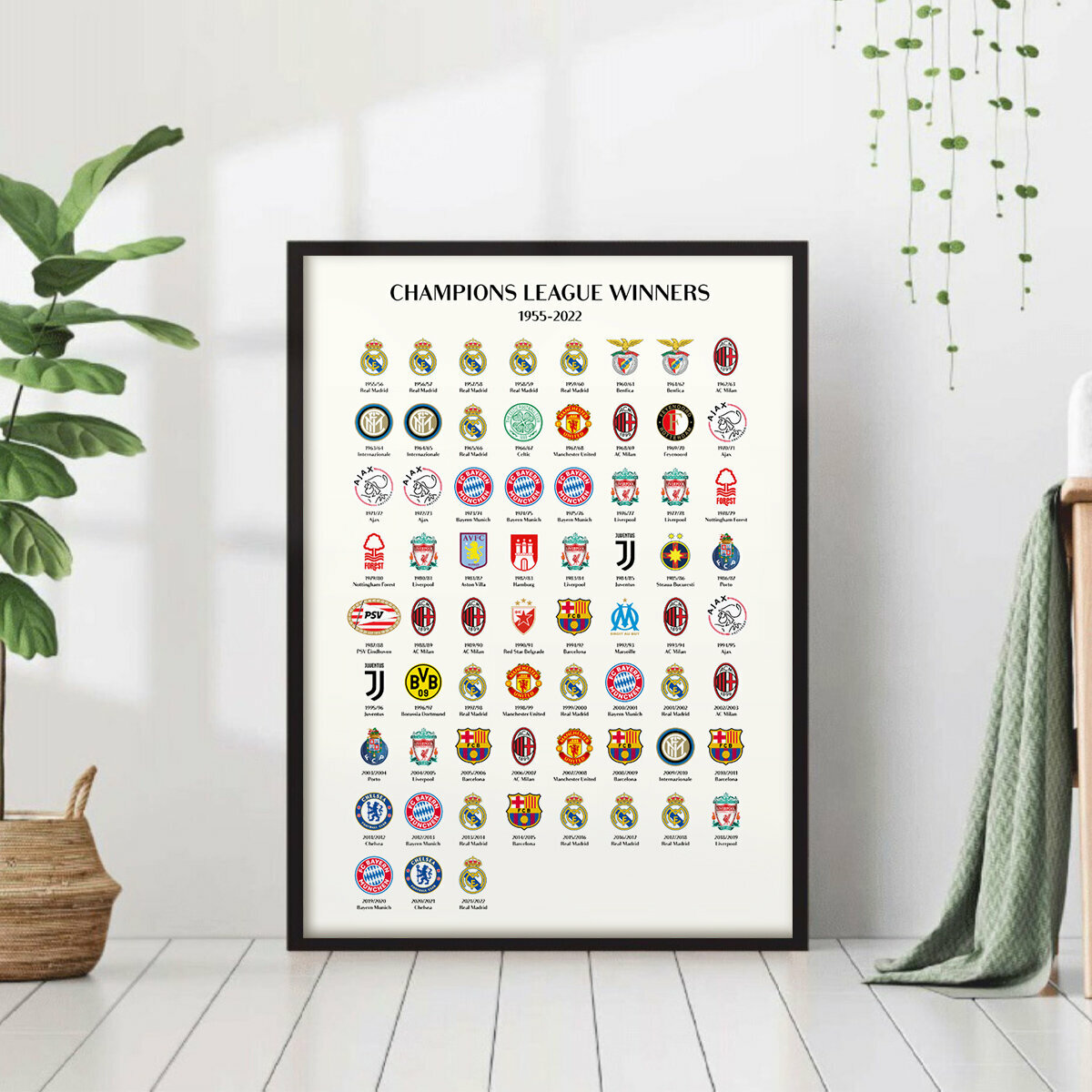 Постер "Футбол чемпионы" 50x70 в черной рамке на стену для интерьера