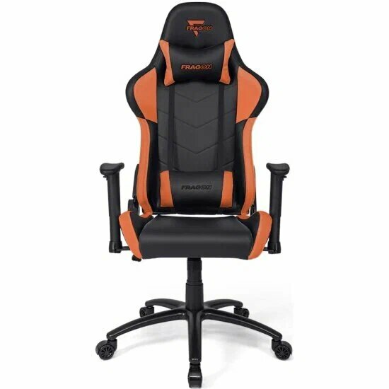 Игровое кресло GLHF FragON 3X, экокожа, черно-оранжевый, газлифт, с подголовниками и подлокотниками