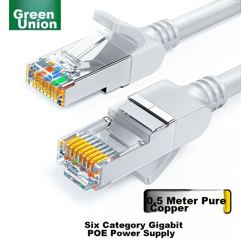 Lulian CAT6 Pure Copper Ethernet Cable, Gigabit Network High-Speed Connection Cable, Computer Broadband 8-Core Twisted Pair Cable, POE Powered Patch Cord, Gray And White, 0.5 Meter, 25023