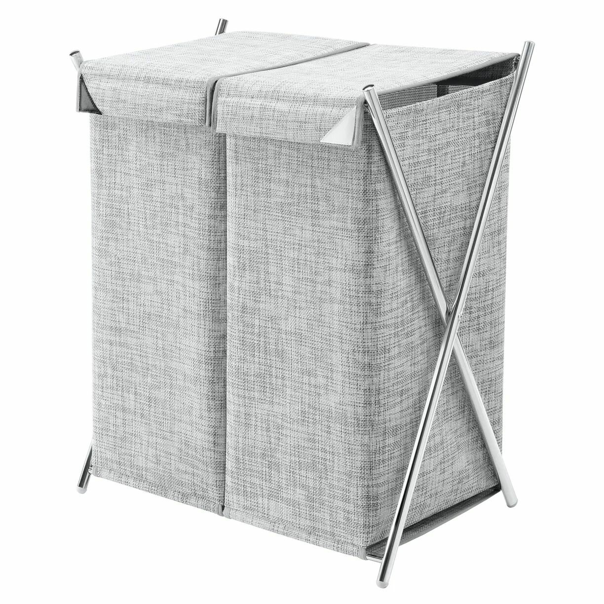 Корзина для белья CASY HOME BR-034, полиэстер, крышка, серая