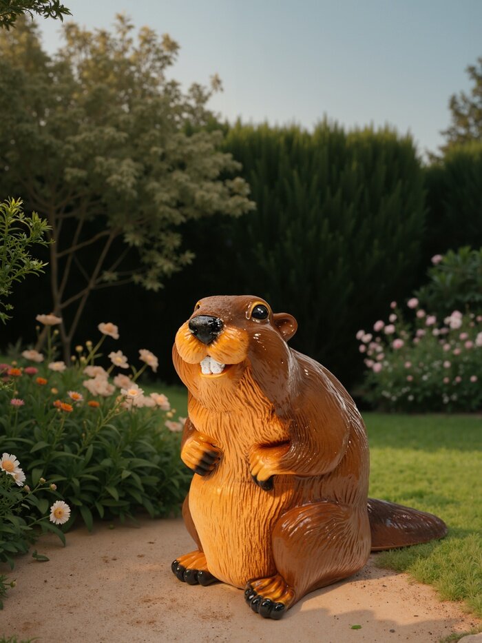 Садовая фигура из полистоуна «Бобер», 43×38×24 см