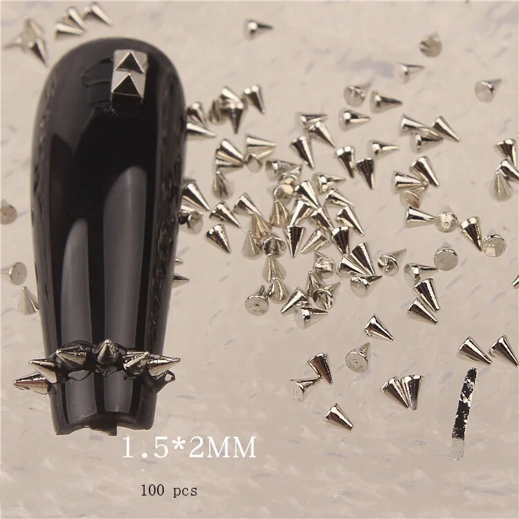 SEENCON 3D металлические украшения для ногтей 10 шт. silver 100pcs