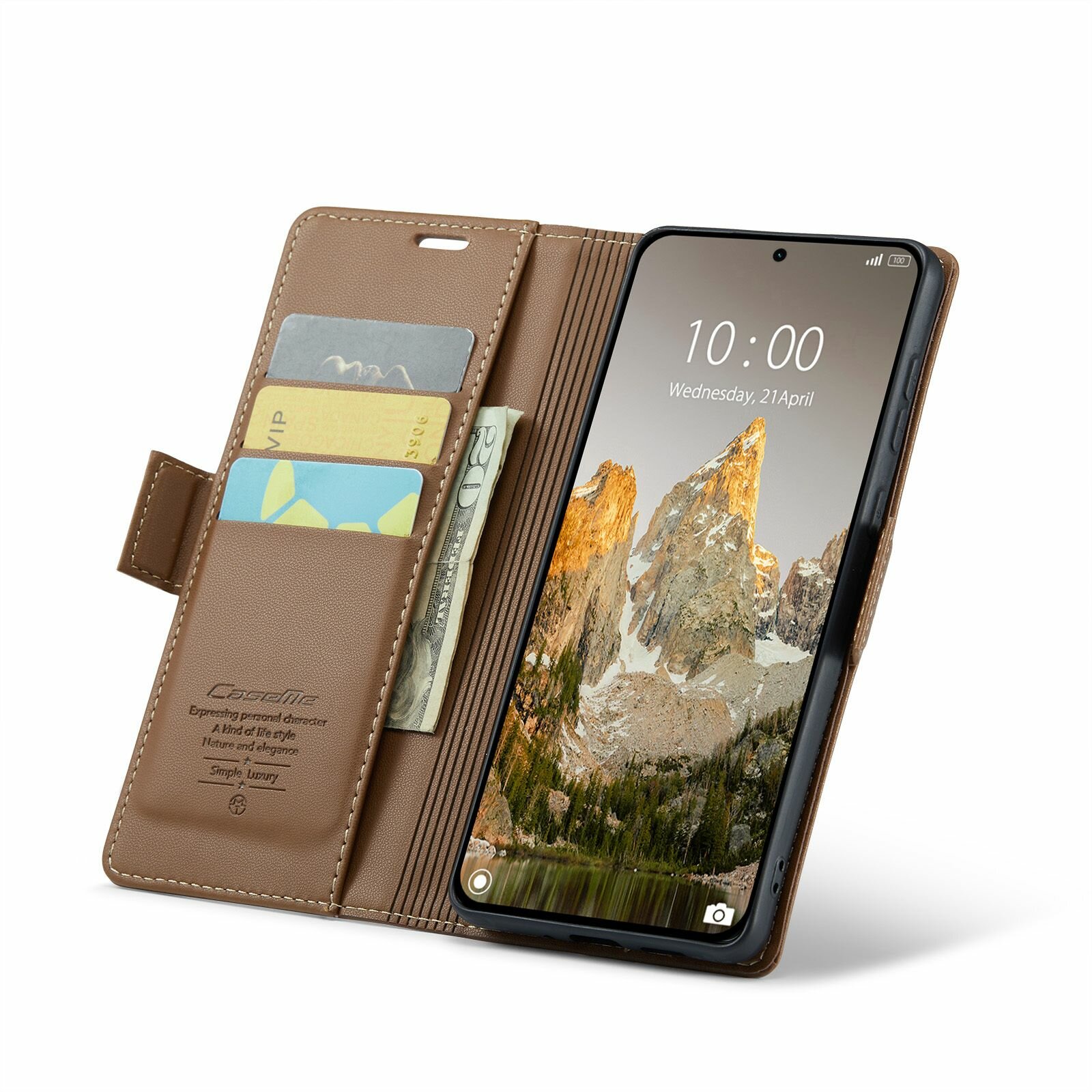 Чехол-книжка CaseMe Smooth Xiaomi 14T Pro коричневый
