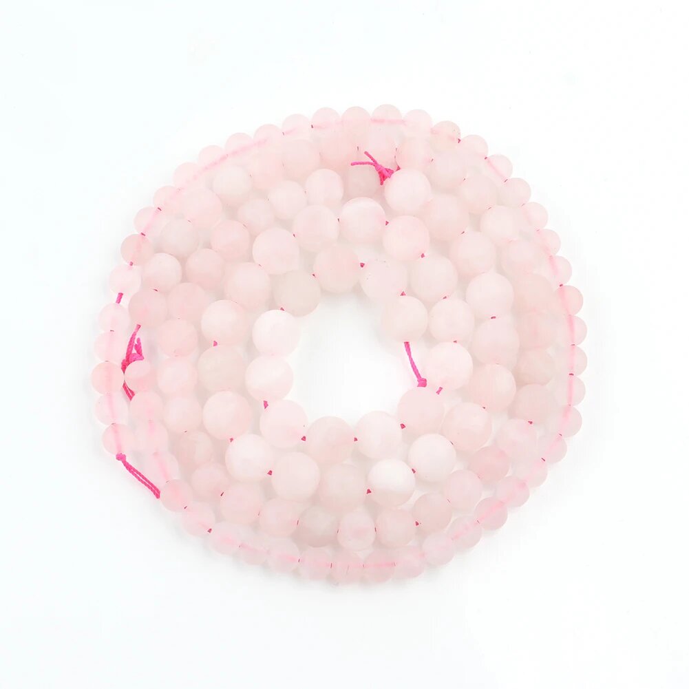 Бусины AOHAYOOMQ аметист лазурит малахит кварц 4-12 мм Розовый, 6mm about 61pcs, Matte rose quartz