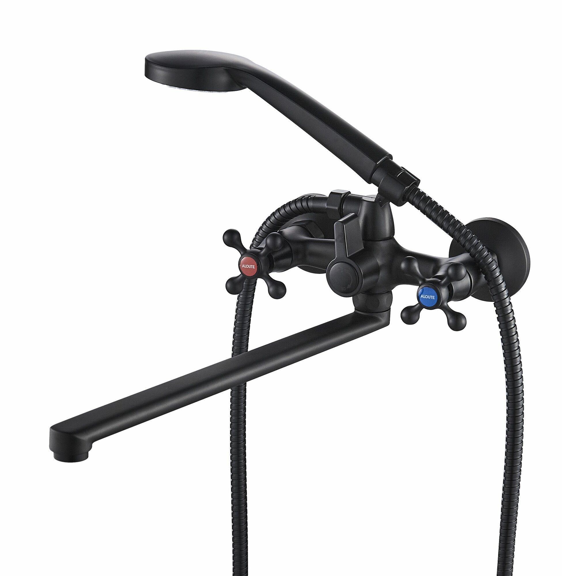 Смеситель для ванны с длинным изливом, черный из эко-алюминия A5083Н