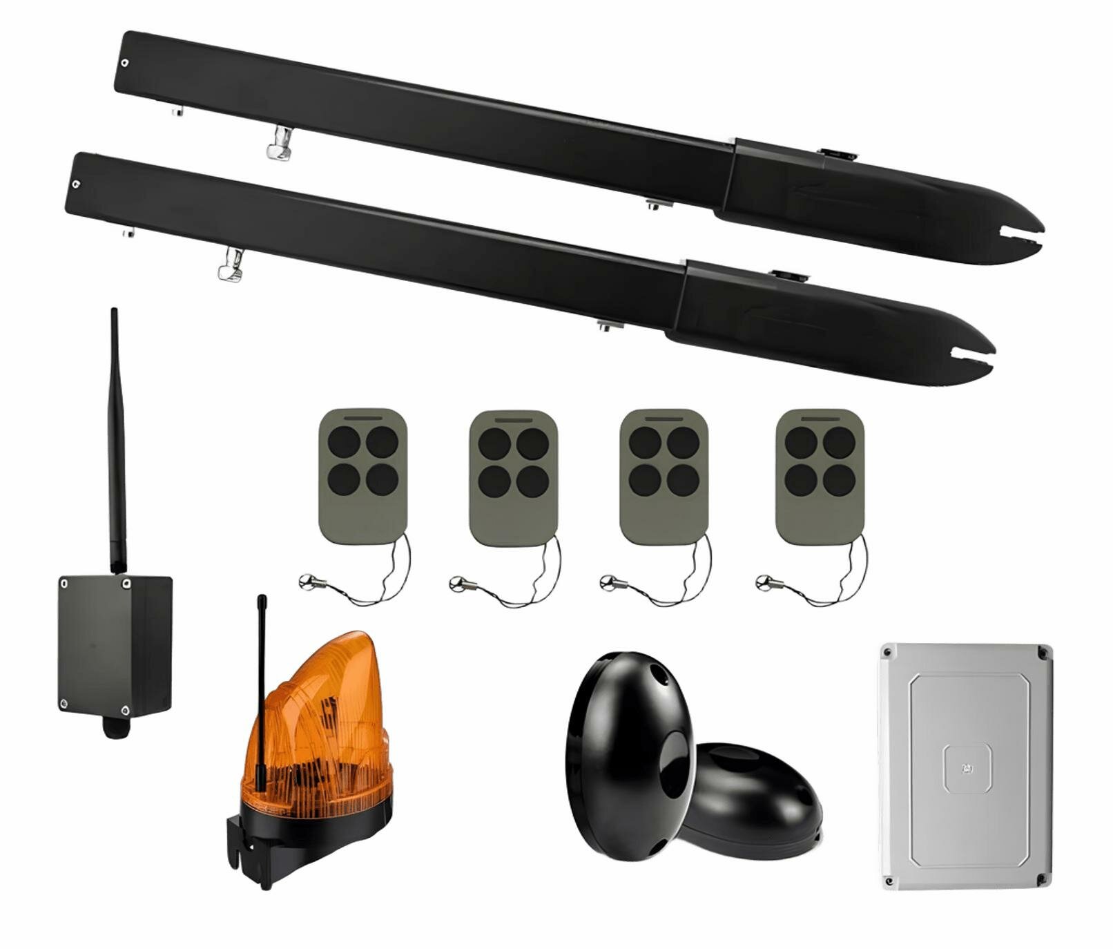 Автоматика для распашных ворот KSW-3000 FULL-T4-1K-BT, комплект: 2 привода, блок управления, 4 пульта, фотоэлементы, лампа, Bluetooth-модуль