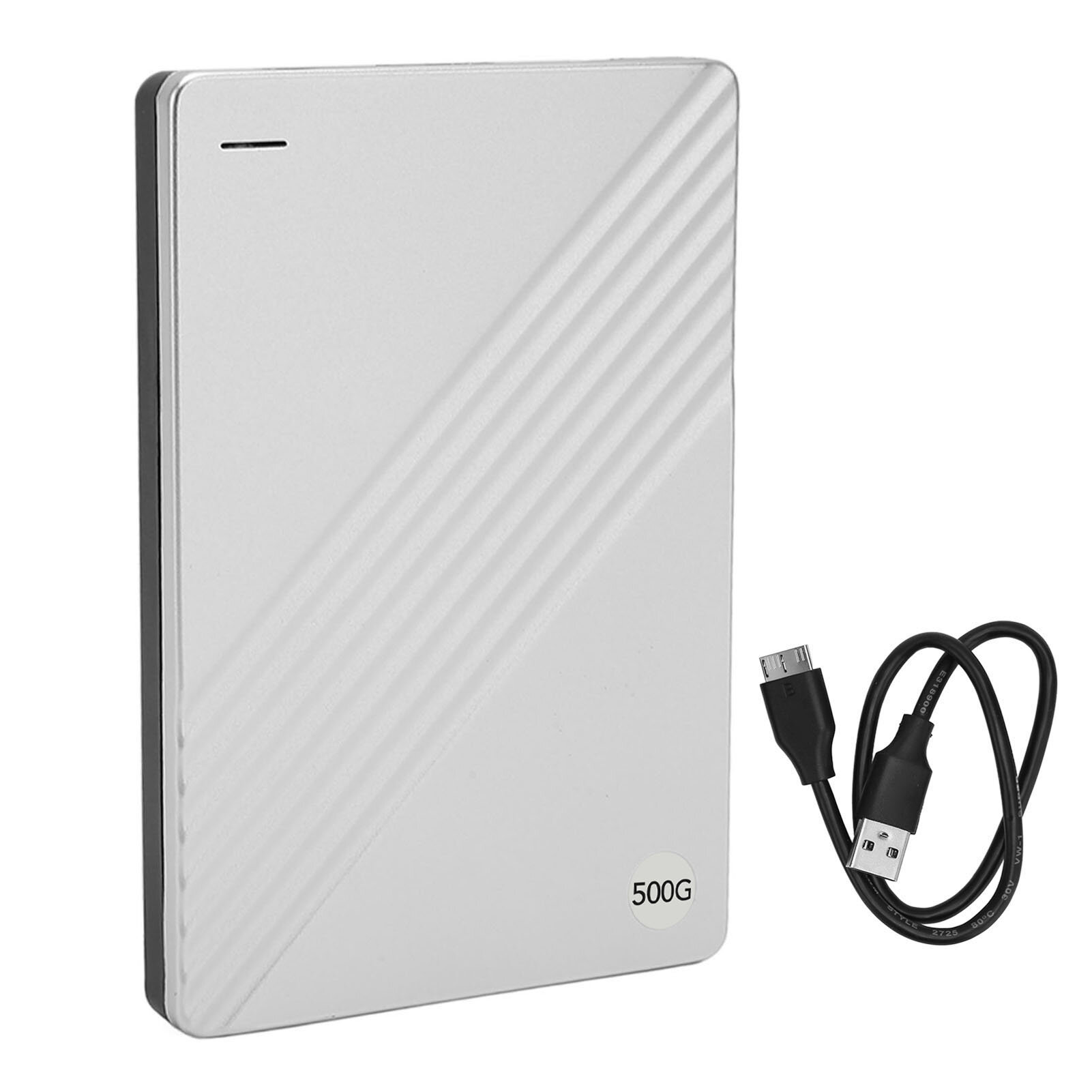 Внешний жесткий диск Ultrathin 2,5 -дюймовый USB 3.0 Алюминиевый сплав заглушка и воспроизведение мобильного диска для компьютерного телевизора Silver 500 ГБ