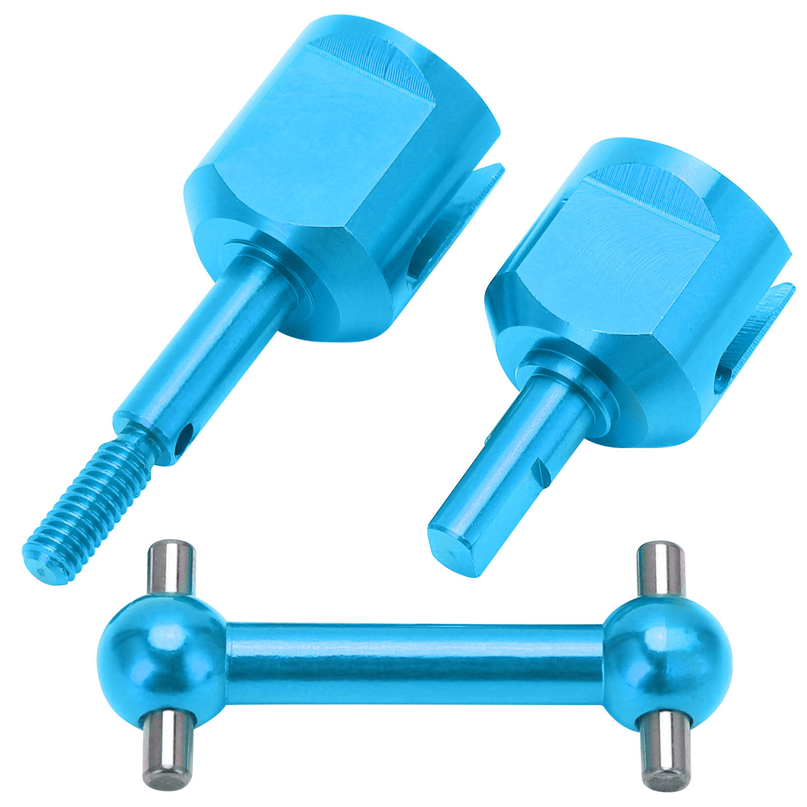 Комплект переднего приводного вала из алюминиевого сплава с соединительными чашками для радиоуправляемой модели Tamiya TT02 (синий).