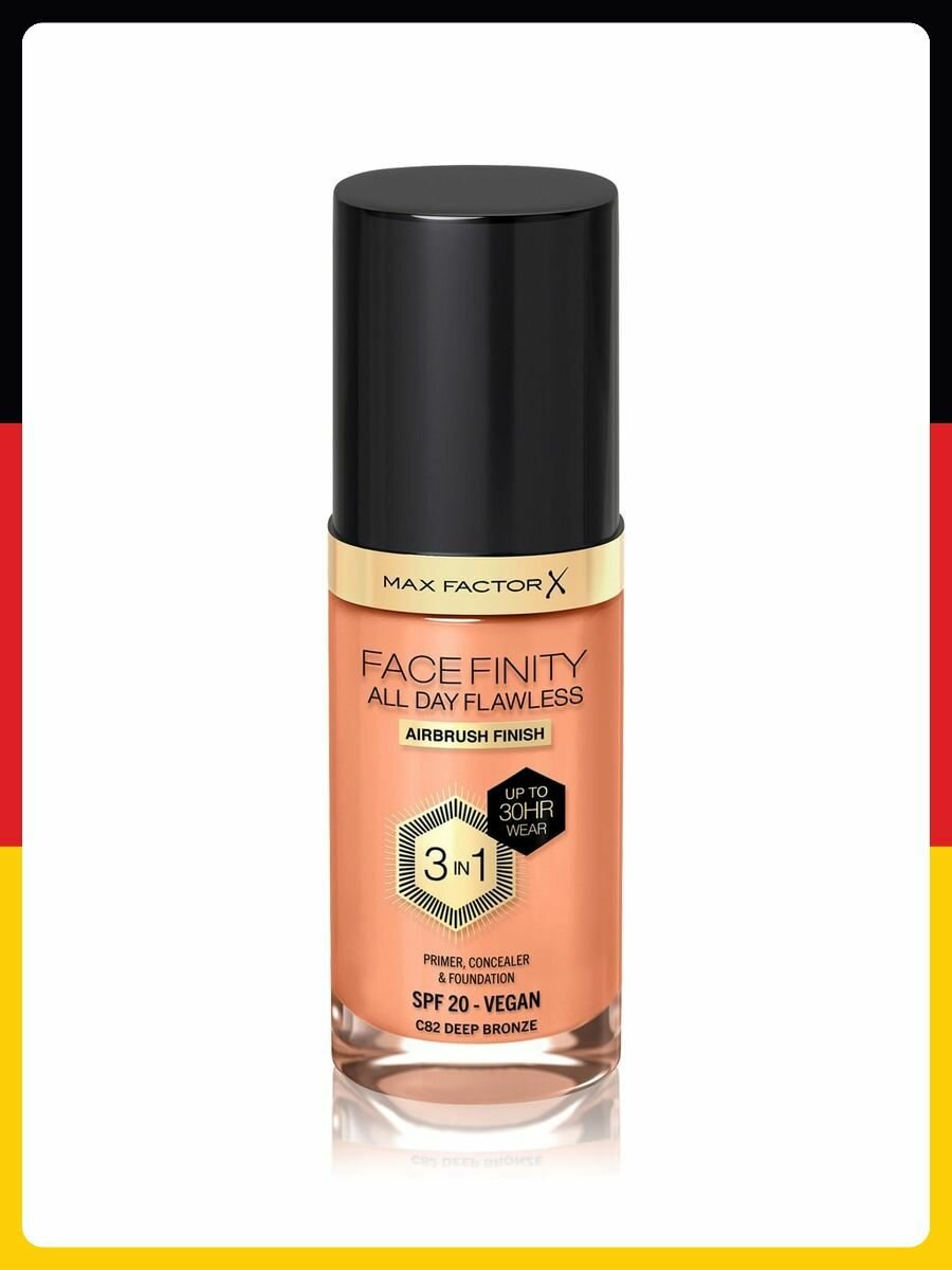 Тональная основа Max Factor Facefinity All Day Flawless Make-up 82. Deep Bronze, 30 мл