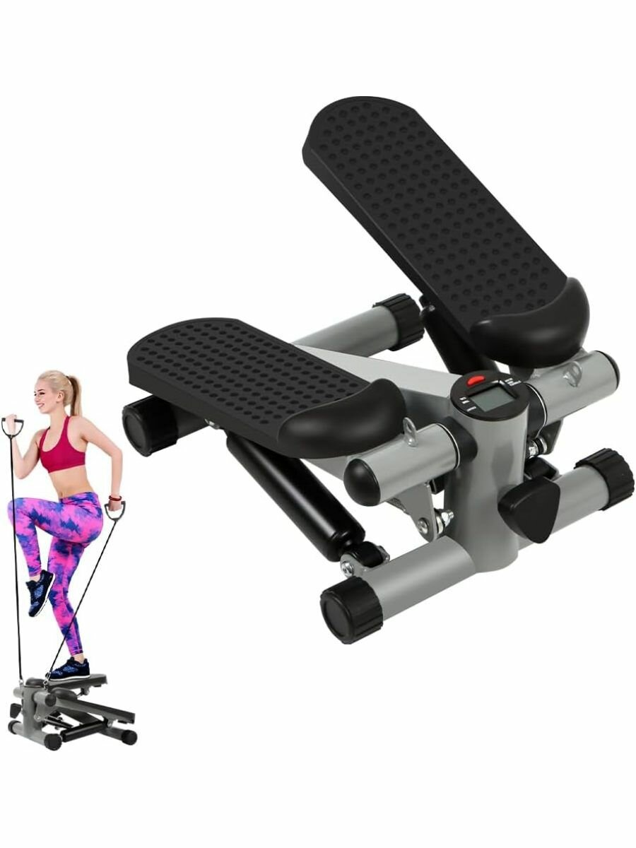 Мини-степпер с лентами сопротивления, аэробика для всего тела для домашнего использования, грузоподъемность 330 фунтов