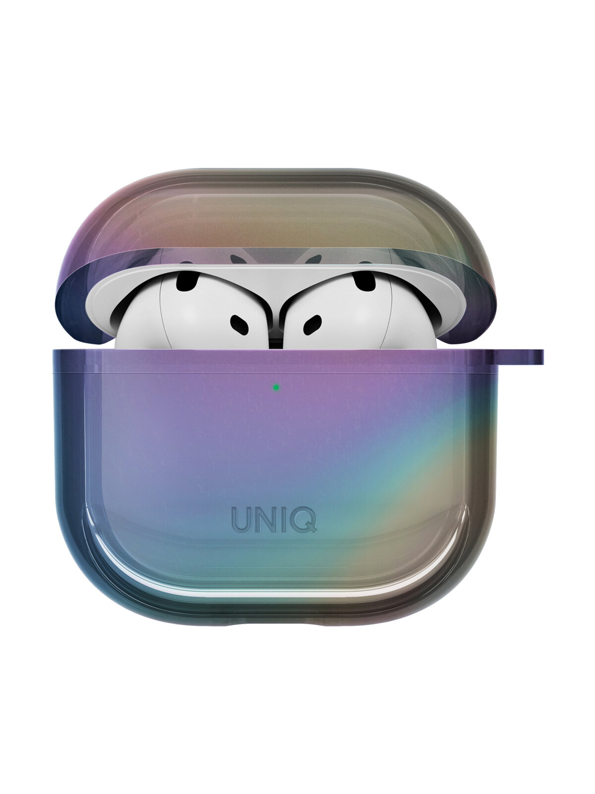 Чехол Uniq для наушников Airpods 4 с голографическим принтом и карабином, разноцветный