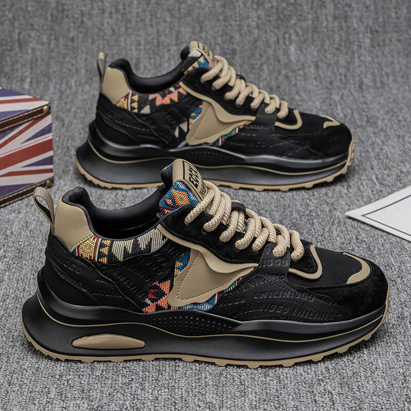 Мужская обувь 2025 весна новая повседневная универсальная удобная обувь модный тренд нишевая нескользящая износостойкая ретро спортивная обувь