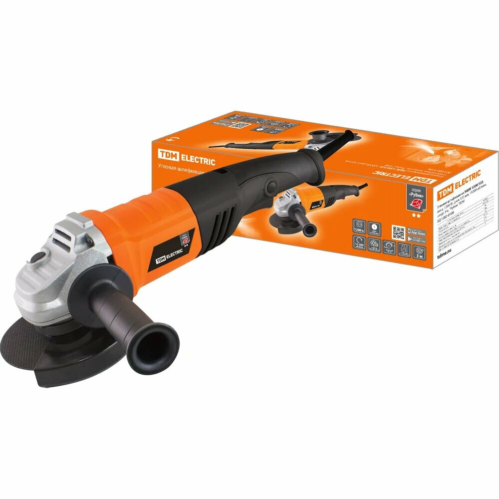 Угловая шлифмашина TDM ELECTRIC 1200 Вт, диск 125 мм, 11000 об/мин Рубин SQ1080-0106, Компактность и легкость