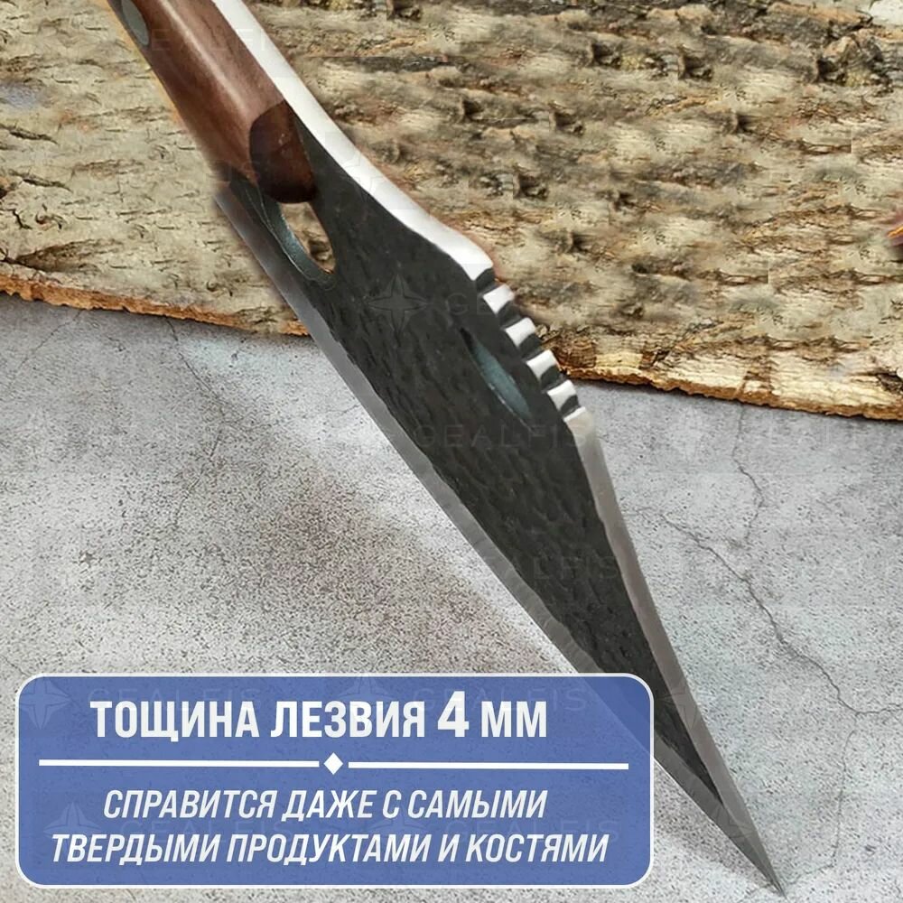 Японский кухонный нож - топорик. Нож для разделки мяса. Японская сталь AUS-8. Длина лезвия 17.5 см,