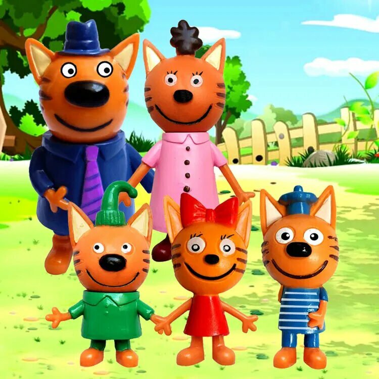 Набор игрушек "Три кота", 5 фигурок, 6-8 см, пластик, экологически чистый