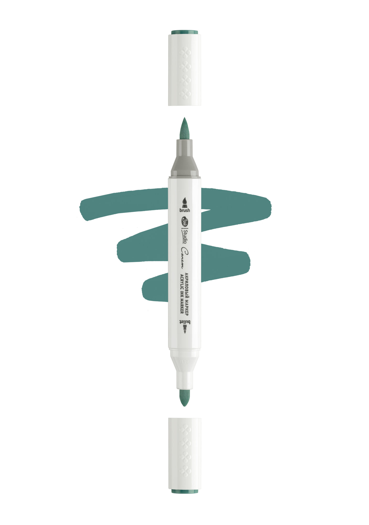 Маркер акриловый сонет на водной основе два пера №B754 сине-зеленый кисть/пуля