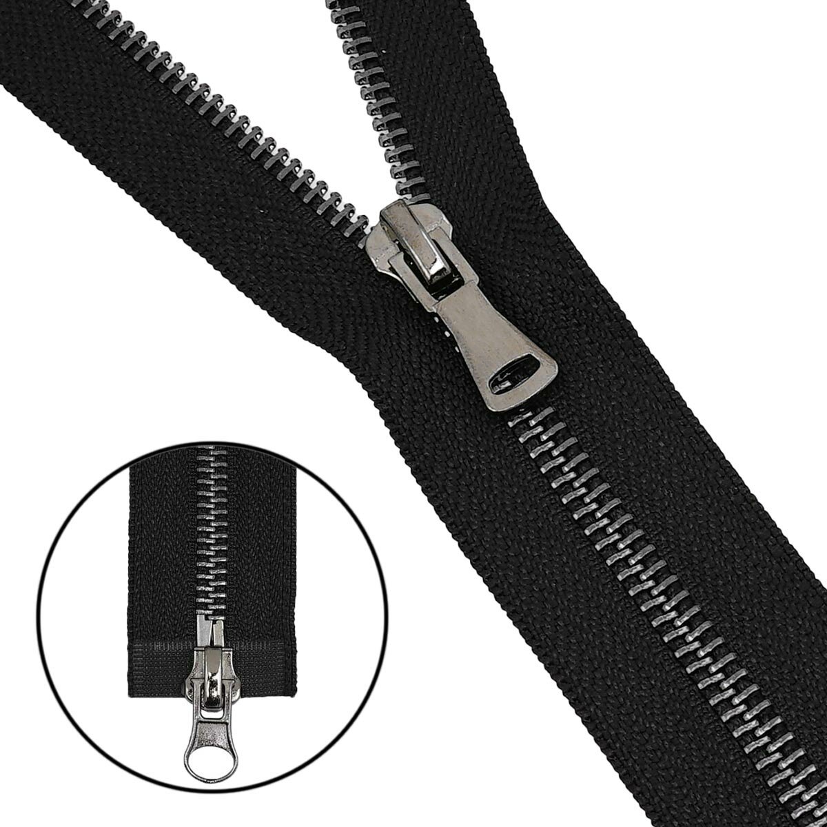 Молния металлическая разъемная Т5 (черный никель), 2 замка, 70 см (580 черный), 5 шт