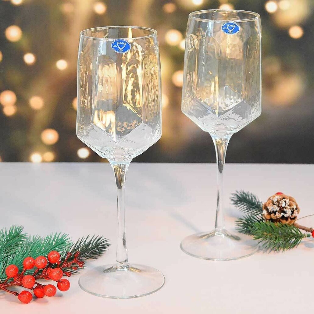 Набор фужеров «Арктика» 2шт 400мл, хрусталь, гранёный дизайн для праздников