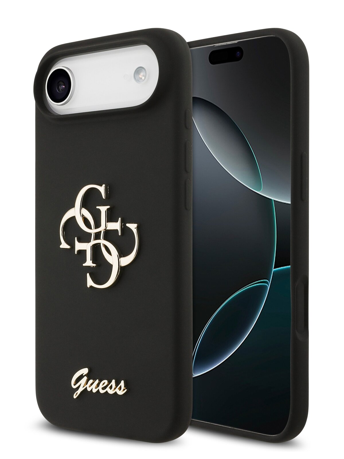 Guess силиконовый чехол для iPhone Air, Liquid silicone 4G Big and Script metal logo, черный