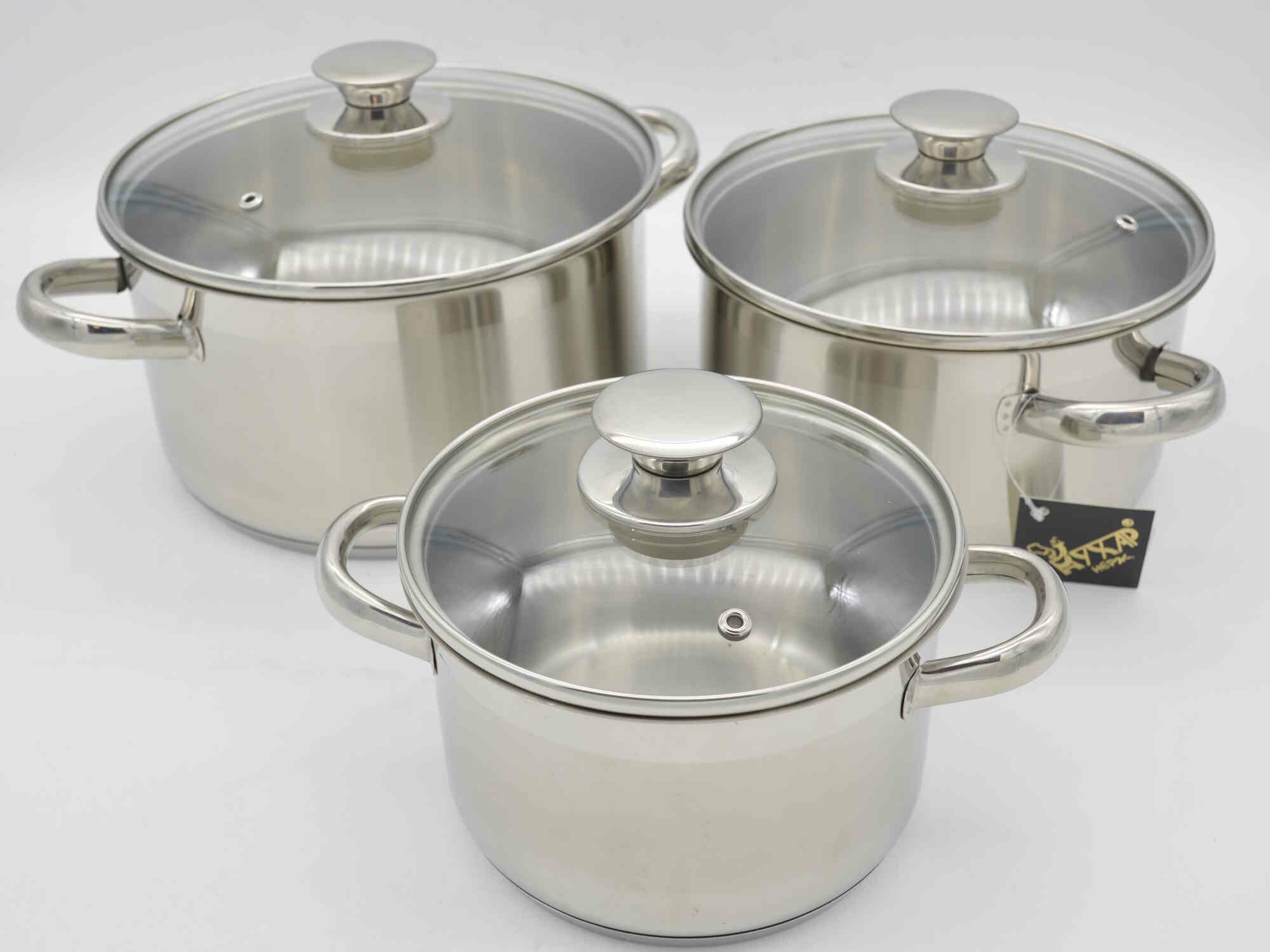 Набор посуды Кухар "Лотос Традиция", нержавеющая сталь, 1.8л/2.0л/3.0л для всех типов плит