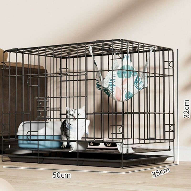 Клетка для домашних животных, металлический складной вольер с дверью для питомцев, ограждение для собак, кошек, кролика, грызунов и щенков, черный