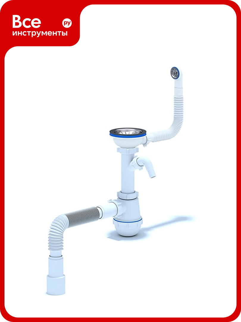 Сифон АНИ Пласт Ани Грот 3 1/2* 40 с переливом и отводом стиральной машины