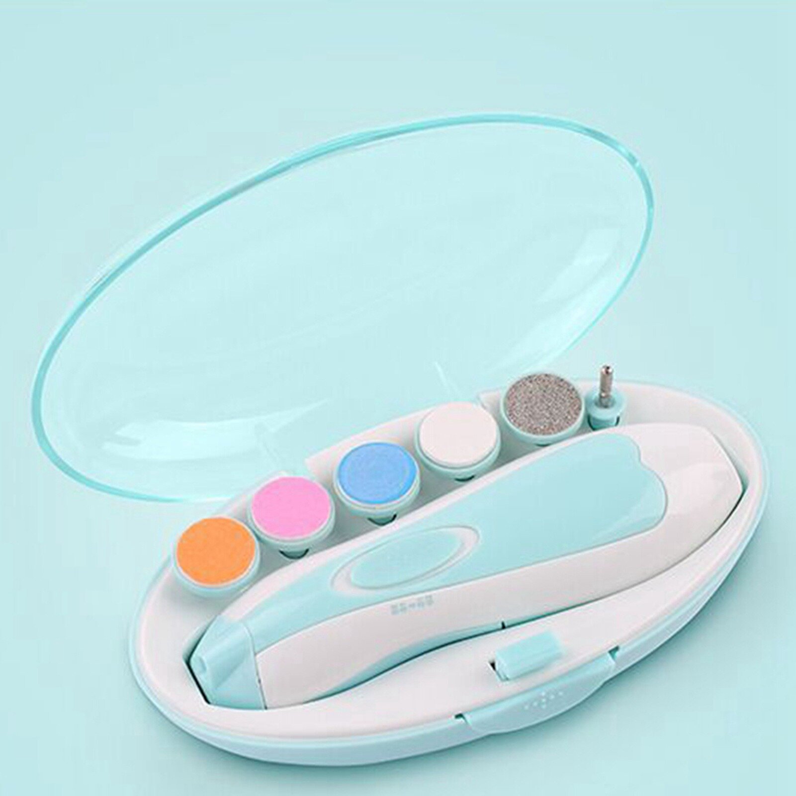 6-в-1 детский триммер для ногтей со светодиодной подсветкой, электрический набор триммеров для ногтей для младенцев, малышей и детей с 6 шлифовальными головками, безопасный и бесшумный